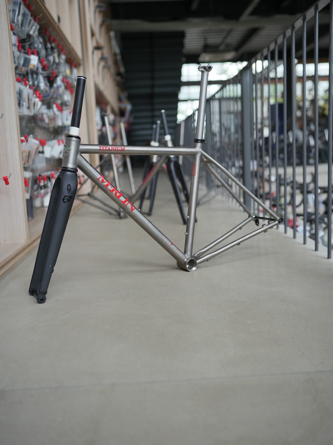 Merlin Sandstone Gravel Titanium Frame - Red Decal – SpinWarriors